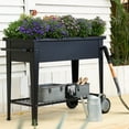 HomeStock Mountain Lodge Black Mobile Metal Raised Garden Bed Planter ...