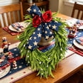 Darzheoy Independence Day Wreath 16 inch Red White Blue Rose Ribbon Bow ...
