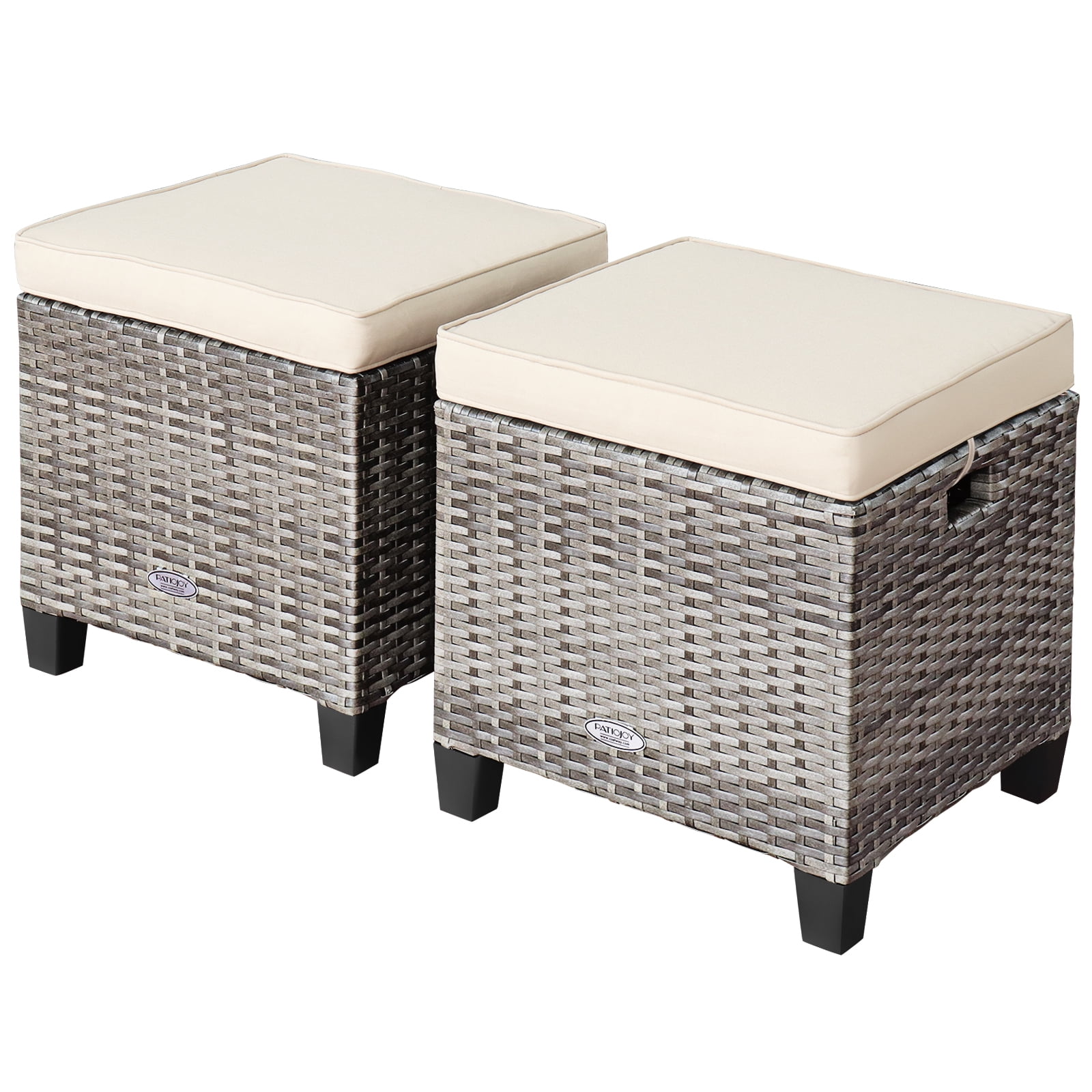 Click here for Patiojoy Set Of 2 Outdoor Rattan Cushioned Ottoman... prices