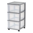 IRIS 3-Drawer Narrow Plastic Storage Drawer Cart, Gray, Set of 2 ...