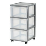 IRIS 3-Drawer Narrow Plastic Storage Drawer Cart, Gray, Set of 2 ...