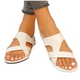 Beige Ladies Peep Toe Buckle Strappy Beach Sandals Plus Size ...