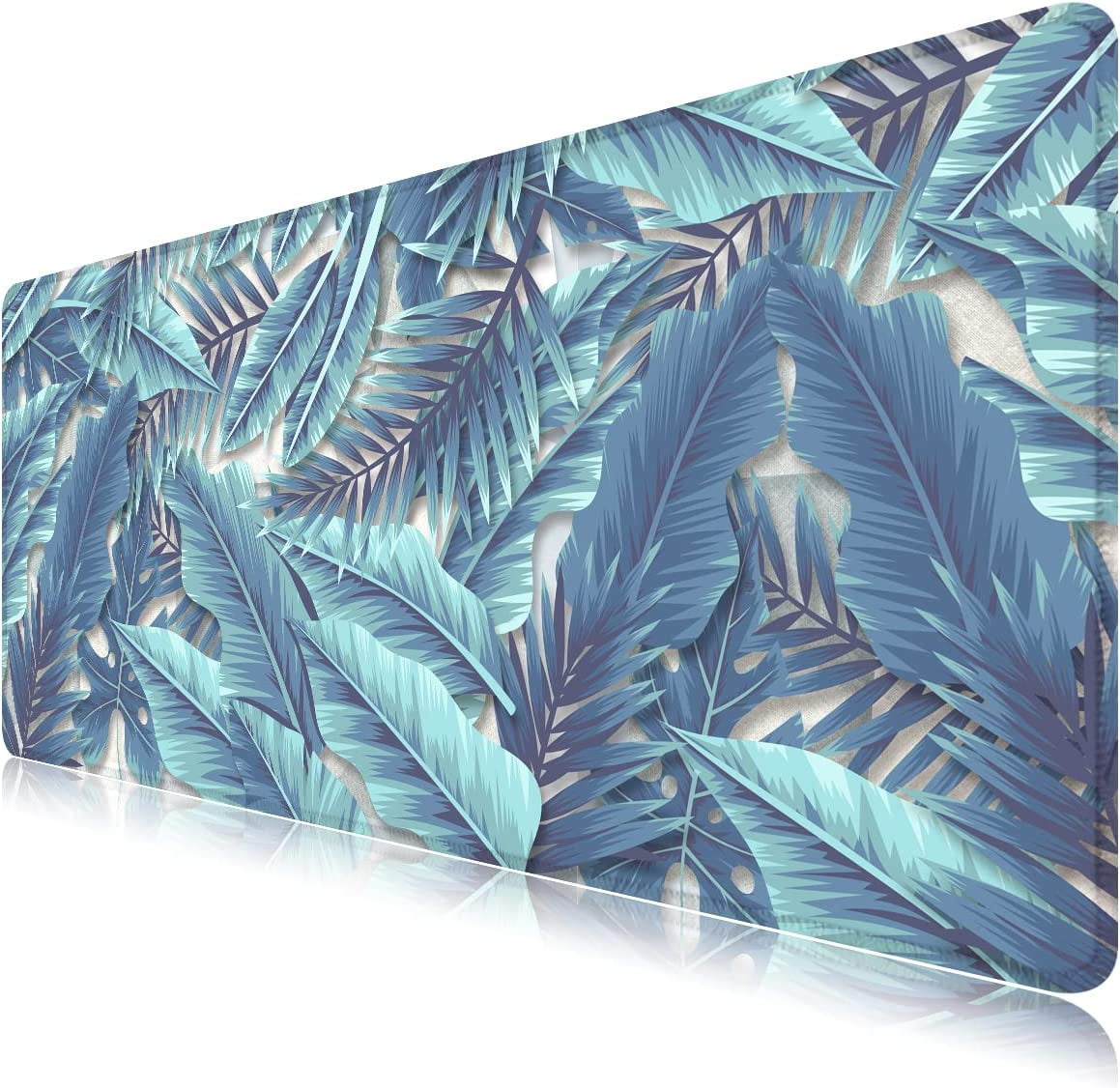 Blue Large Mouse Pad Banana Leaf Extended Mouse Pad 35.5x15.8inch ...