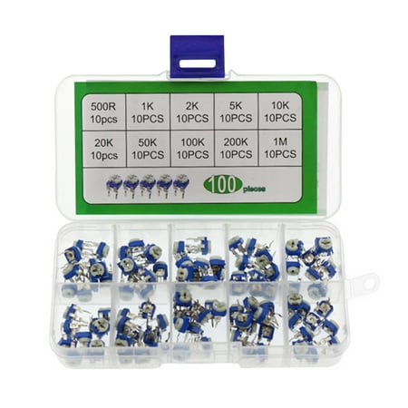 Thinsony 100 Pieces Potentiometer Kit Adjustment Variable Resistor 10 ...