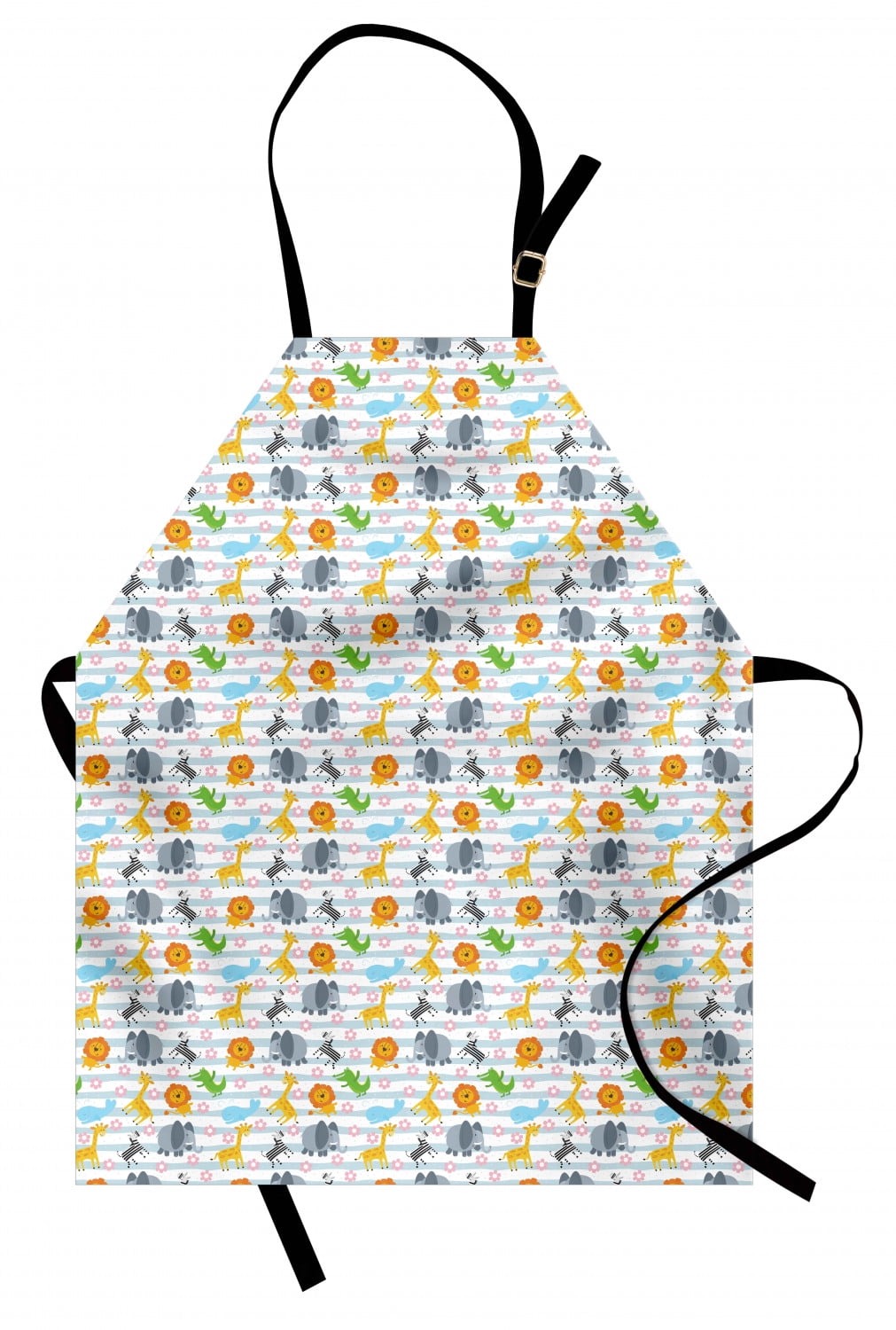 Safari Apron, Friendly Zoo Animals with Happy Faces Cartoon Characters ...