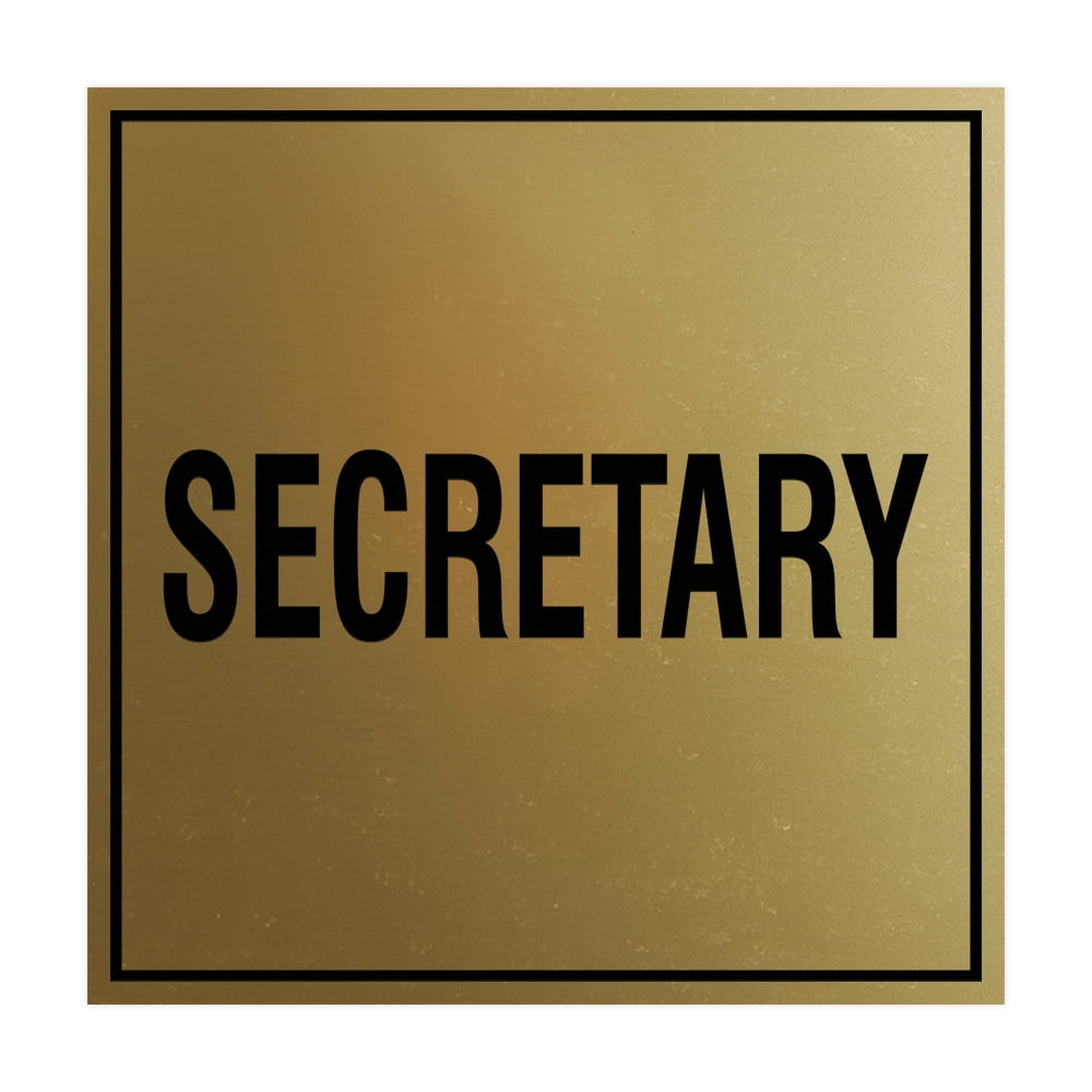 Square Secretary Sign with Adhesive Tape (Brushed Gold) - Large ...