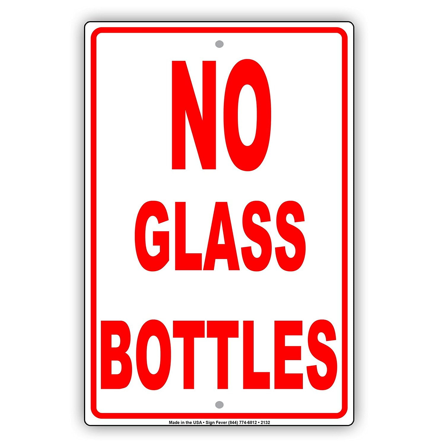 No Glass Bottles Safety Restriction Alert Caution Warning Notice ...