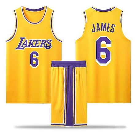 Lakers Nba Kids/boys Basketball Jersey Lebron James No. 6-Yellow-Child ...