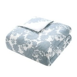 My Texas House Veronica 3-Piece Blue Floral Cotton Slub Comforter Set ...