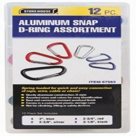 12 Pack Colored Anodized Aluminum Snap D-ring Set Sizes: 2 In., 2-3/8 ...