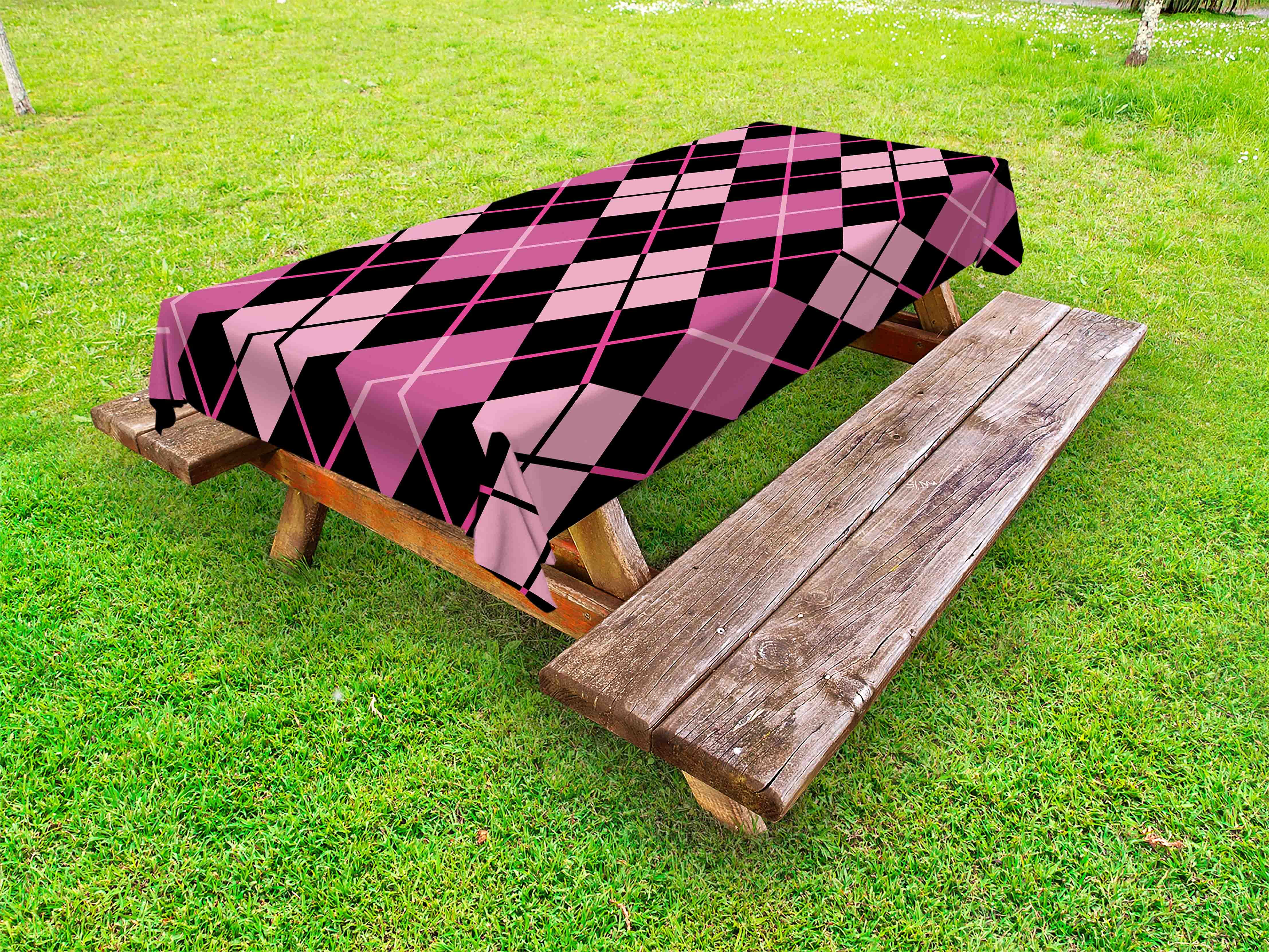Checkered Outdoor Tablecloth, Crosswise Striped Mosaic Pattern Squares ...