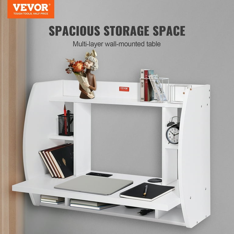 Wall Mount Floating Computer Desk With Storage Shelves Urbancase's