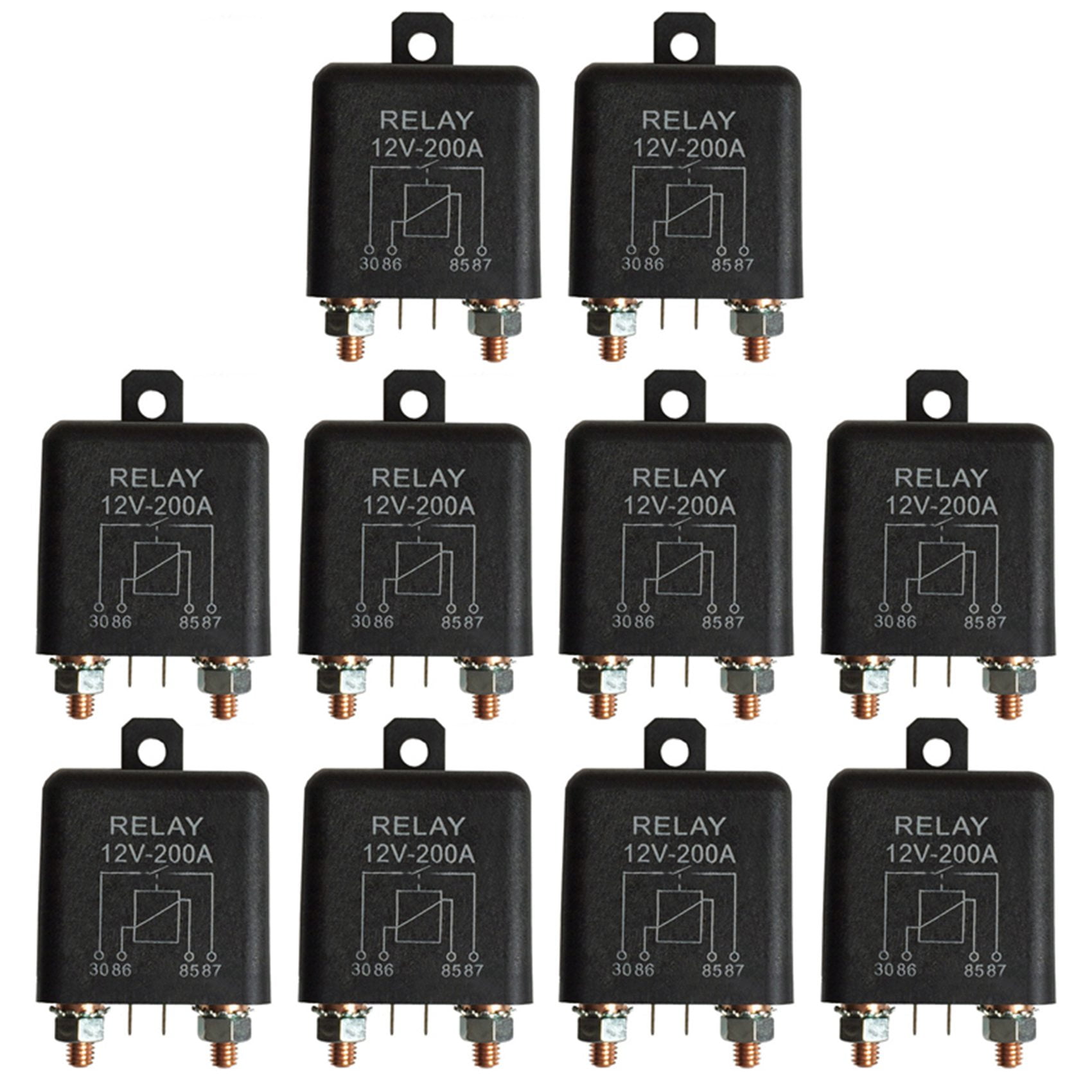 10X 12V 200A Normally Open 4 Pin Relay - Heavy Duty Automotive Marine ...