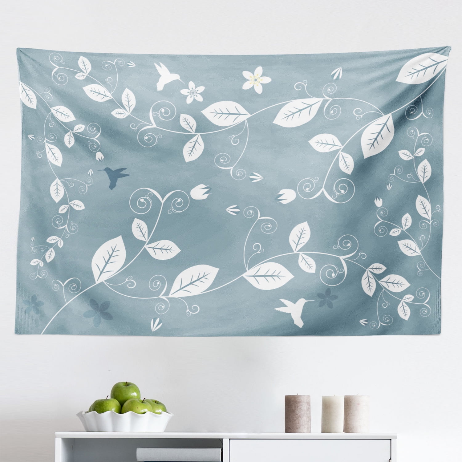 Floral Tapestry, Modern Print Like Image Tree Branch with Flowers Buds ...