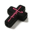 30pcs Silicone Beads with Word Jesus Black 30x22x8mm Hole: 2.5mm for ...