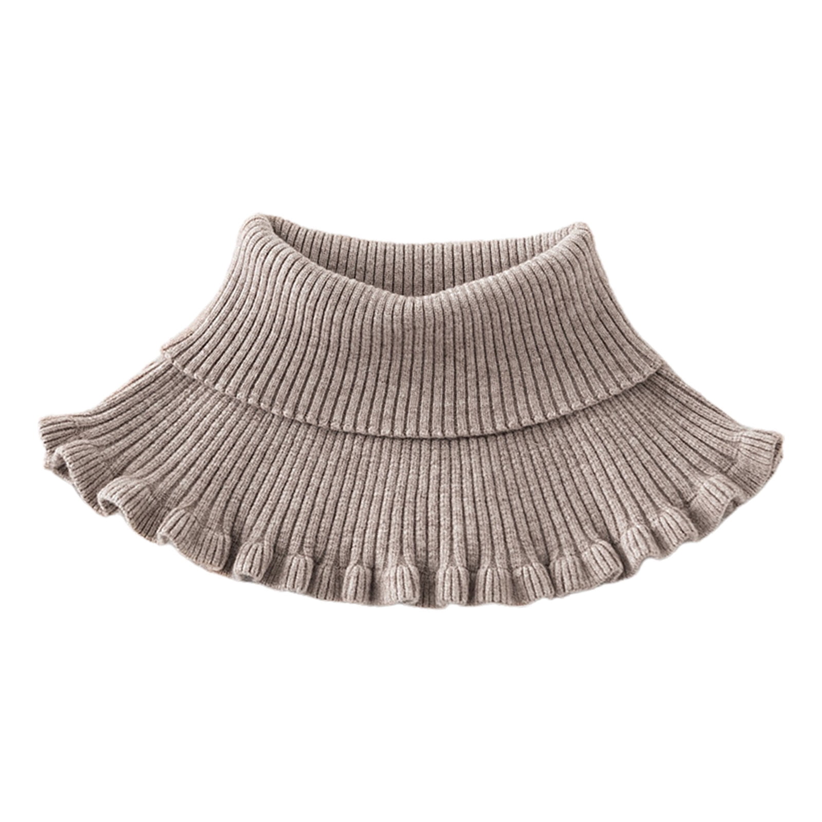 Turtleneck Ribbed Knit False Collar Dickey Solid Ruffles Detachable ...