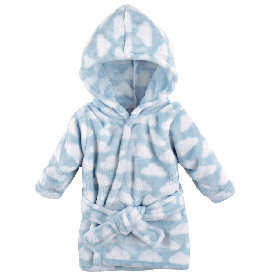 Hudson Baby Infant Boys Plush Animal Face Bathrobe, Blue Clouds, 0-9 ...