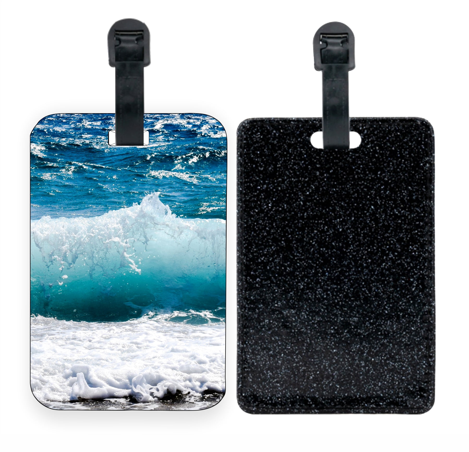 Black Glitter Luggage Tag Identifier - Luggage Tag Ocean Waves ...