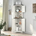"ChVans Farmhouse 68"" Tall Solid Wood Corner Cabinet, 5 Tier Bookcase ...