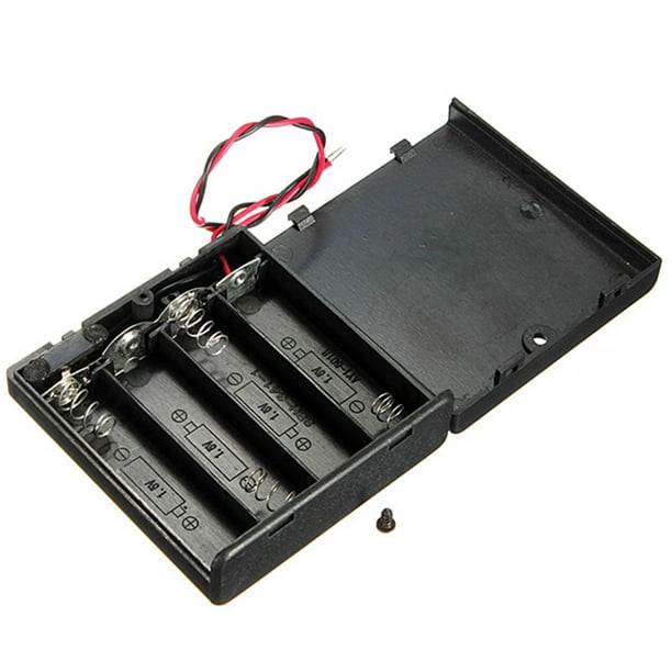 4-AA Slots Battery Spring Clip 6V Holder Case Plastic With On/Off ...