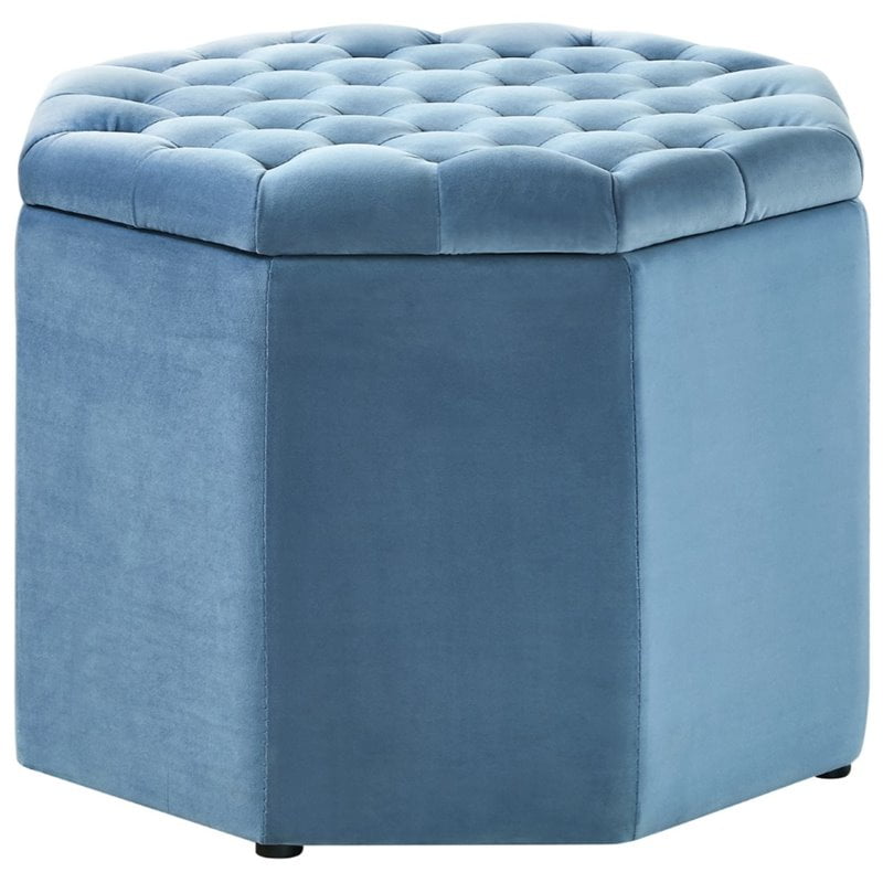 Brika Home Velvet Tufted Storage Ottoman in Blue - Walmart.com