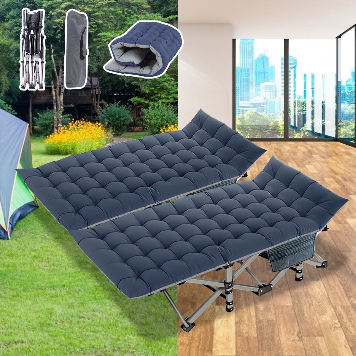 ABORON 2 Pack Folding Camping Cot for Adults & Kids, Folding Guest Bed ...