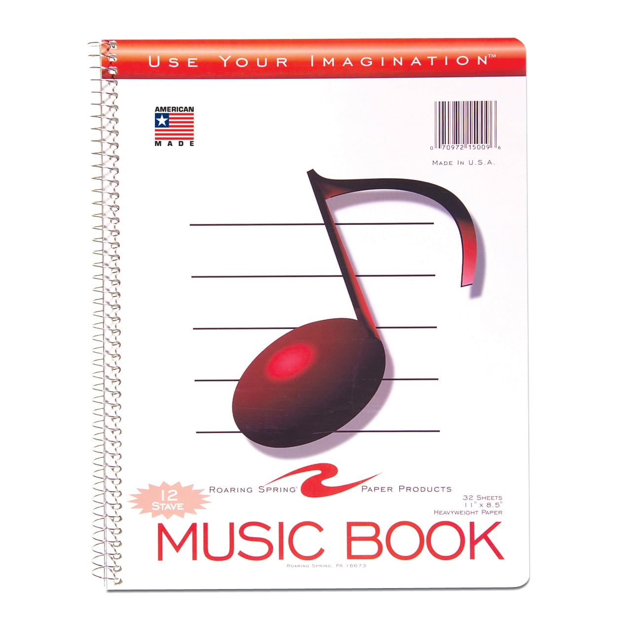 MUSIC NOTEBOOK 11"x8.5" 12 STAVE - Walmart.com