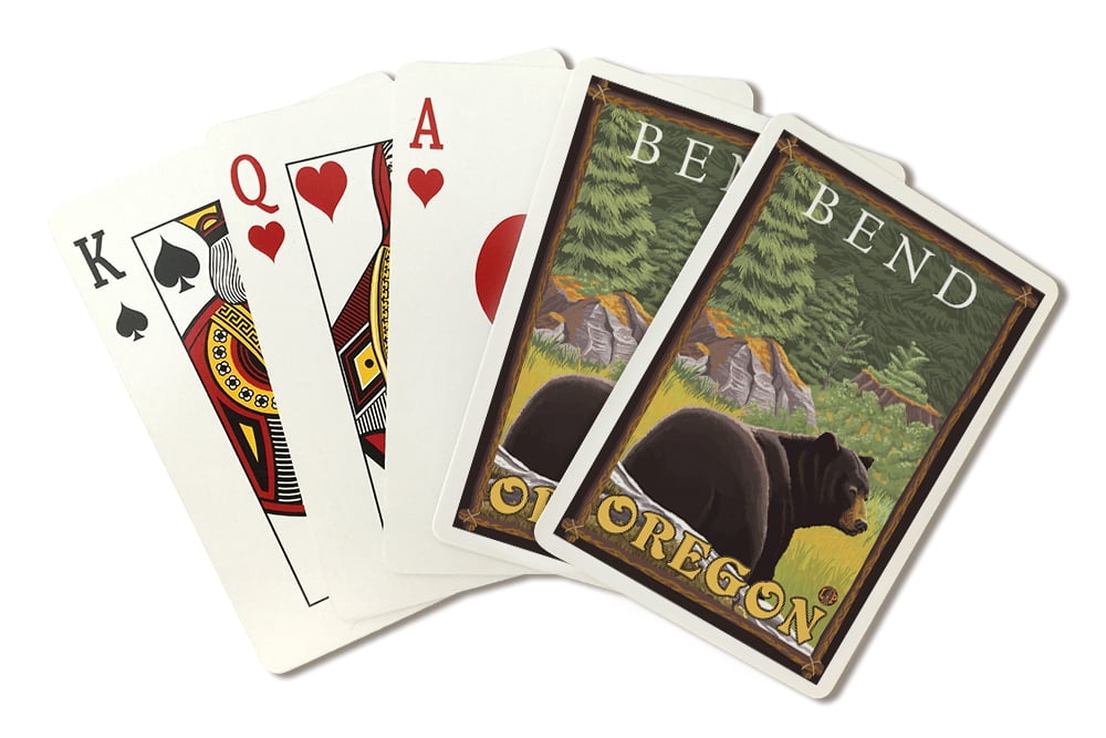 Bend, Oregon, Black Bear in Forest, Lantern Press, Premium Playing ...