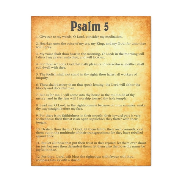 Scripture Walls Psalm 5 Chapter Gold Bible Canvas Christian Wall Art Ready to Hang Unframed ...