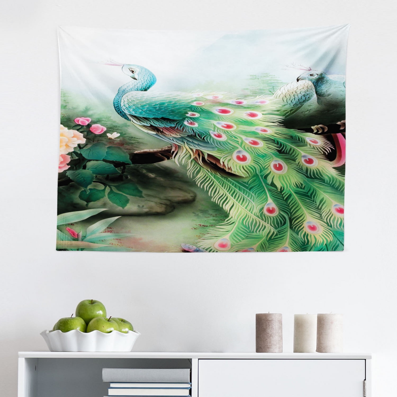 Peacock Tapestry, Exotic Alluring Bird with Feathers Wildlife Nature ...