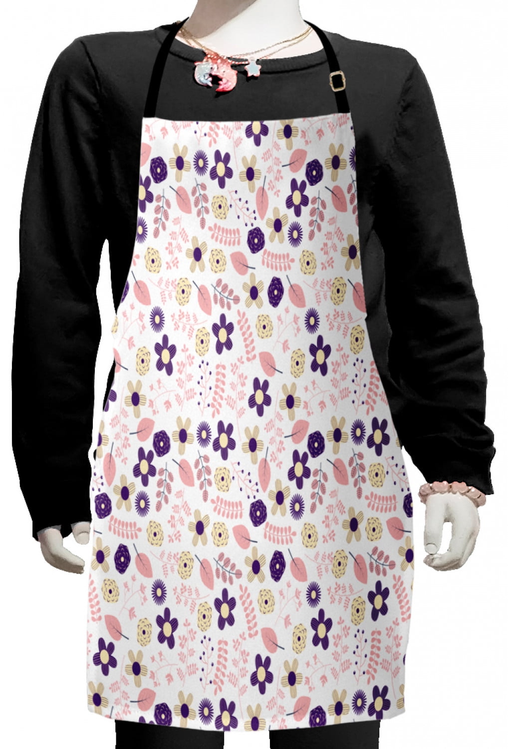 Floral Kids Apron, Abstract Combination of Spring Flowers Dahlias ...
