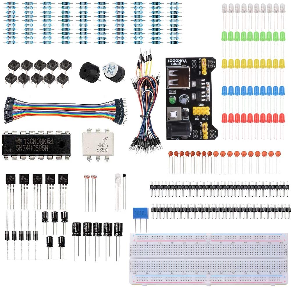 Treedix Starter Kit Including 3.3/5V Power Supply Module, Jumper Wires, MB-102 Breadboard ...