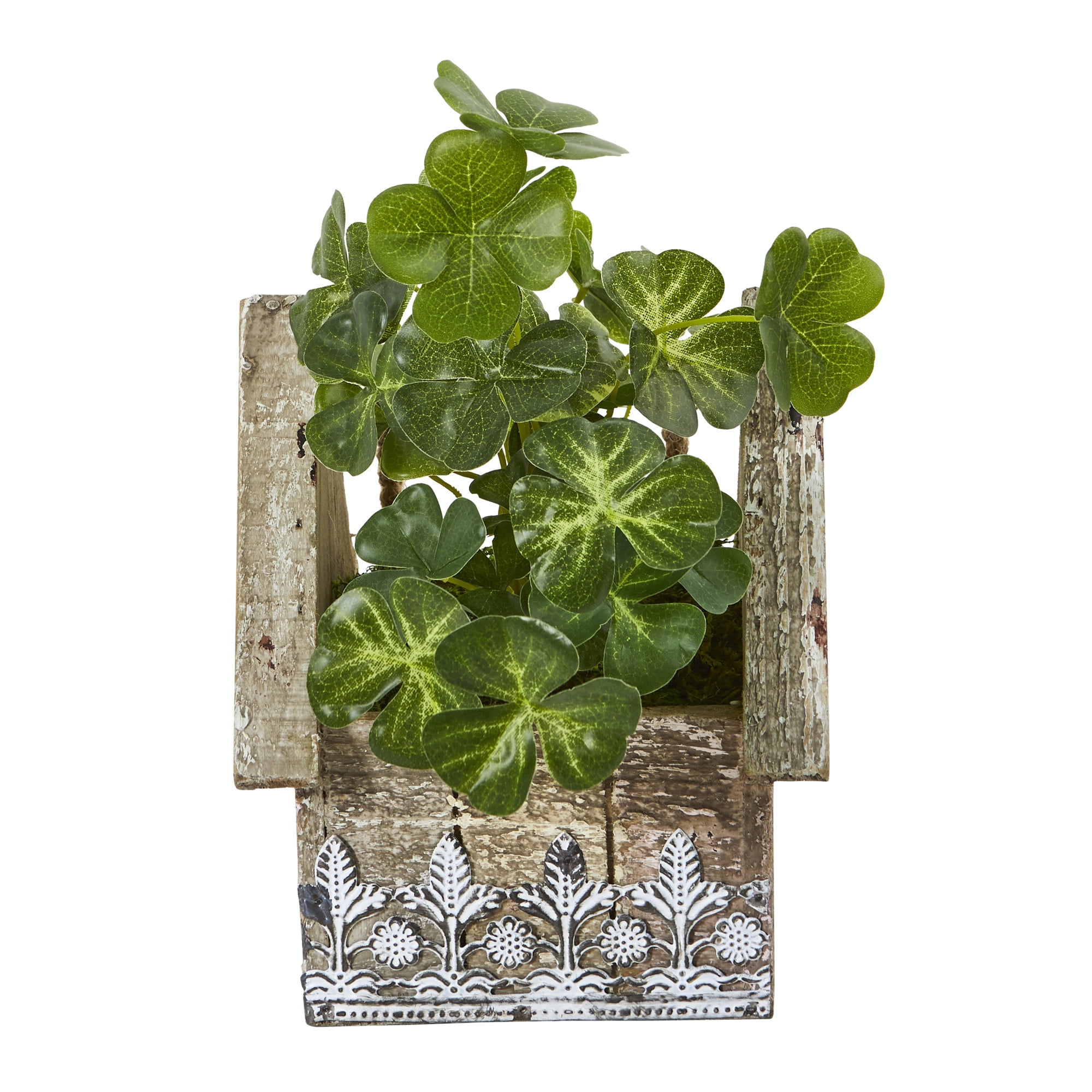 Nearly Natural 11in. Clover Artificial Plant in Hanging Floral Design ...