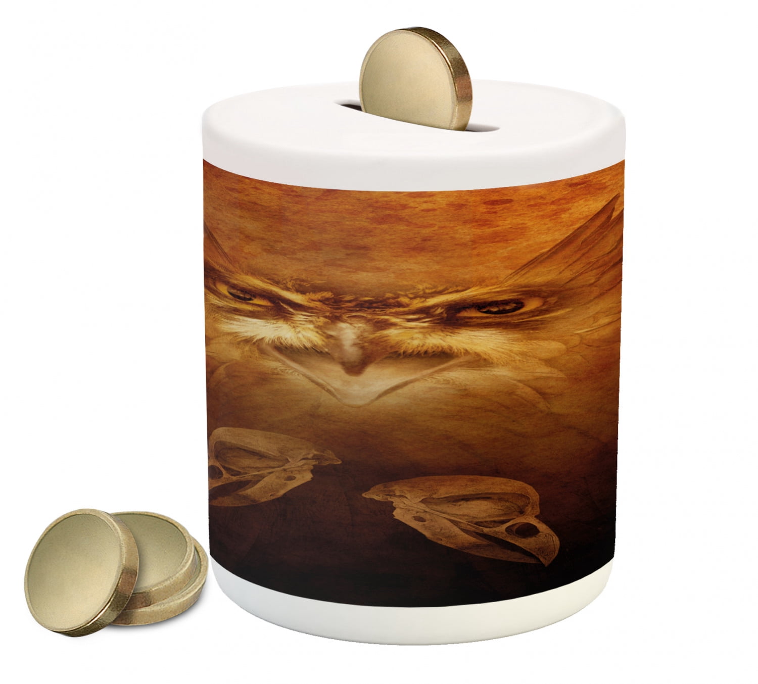 Animal Piggy Bank, Hawk Eagle Bird Face and Claws Feathers Wings Like ...