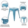 Flash Furniture Kai Backless Metal Dining Stool, Teal, Set of 4 ...