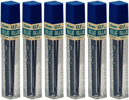 6 Tubes Pentel Ppb7 Blue .7mm Lead 72 Sticks of Blue Lead - Walmart.com