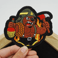 10Pcs Muscular Firefighter Bear Axe Helmet Embroidered Patch with Hook ...