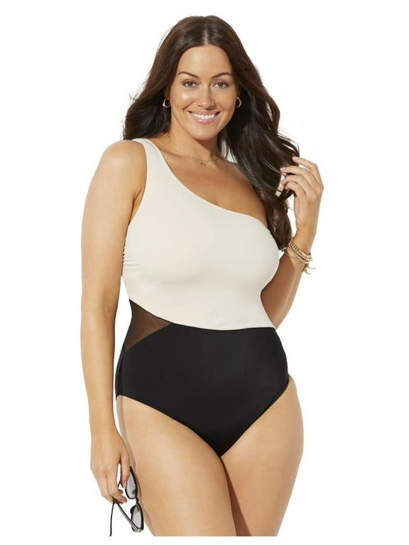 Swimsuits for All Women's Plus Size Tie Front Cup Sized Underwire One Piece Swimsuit - Walmart.com