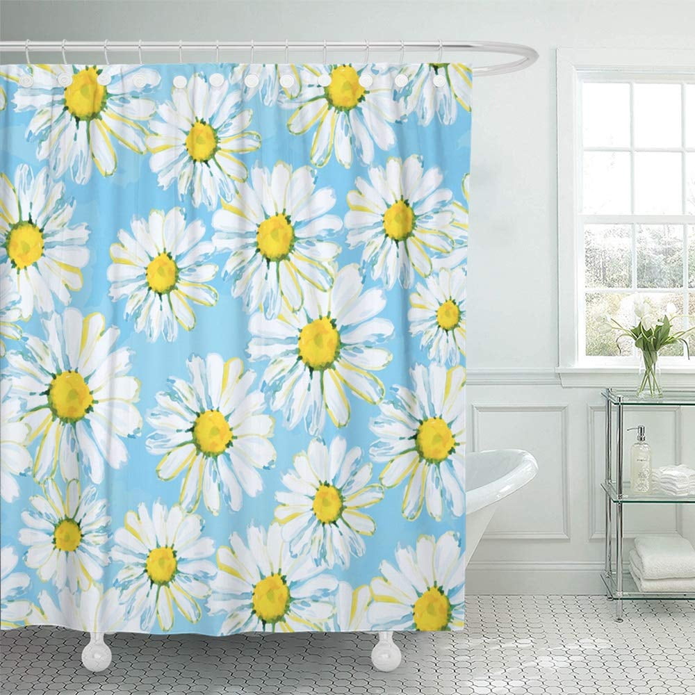 Ksadk Green Daisy Daisies On The Light Blue Watercolor Flower Summer