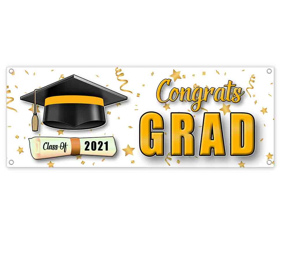 Class of 2021 Congrats Grad 13 oz Banner 13 oz Vinyl Banner With Metal ...