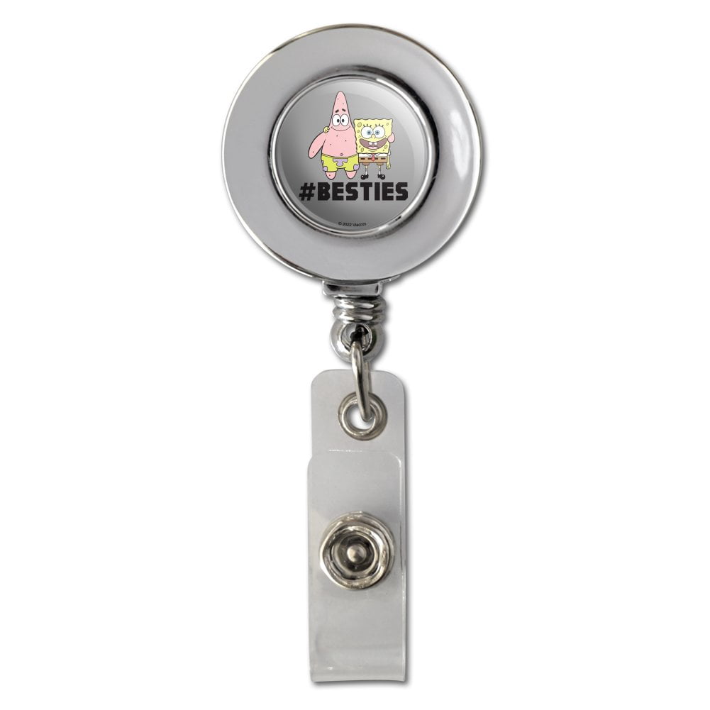 SpongeBob Besties Retractable Reel Chrome Badge ID Card Holder Clip ...