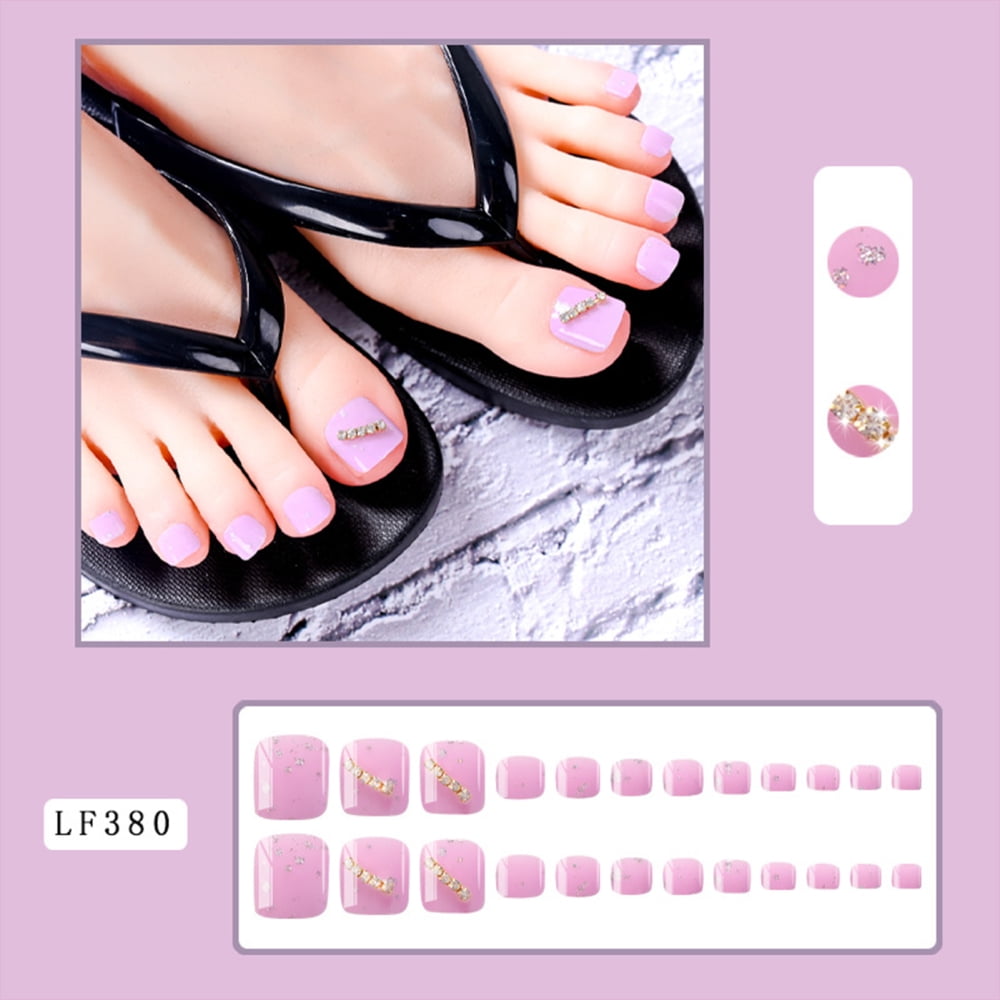Diamond Shimmer Fake Toenails Fit Perfectly for Women's Toenails for ...