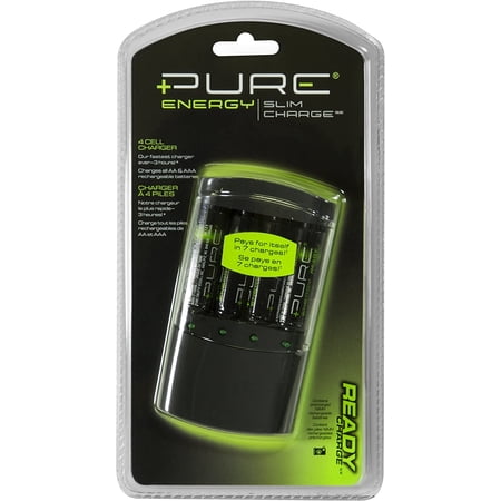Pure Energy Slim y Charger with 4 pcs. AA NiMH Rechargeable ies ...