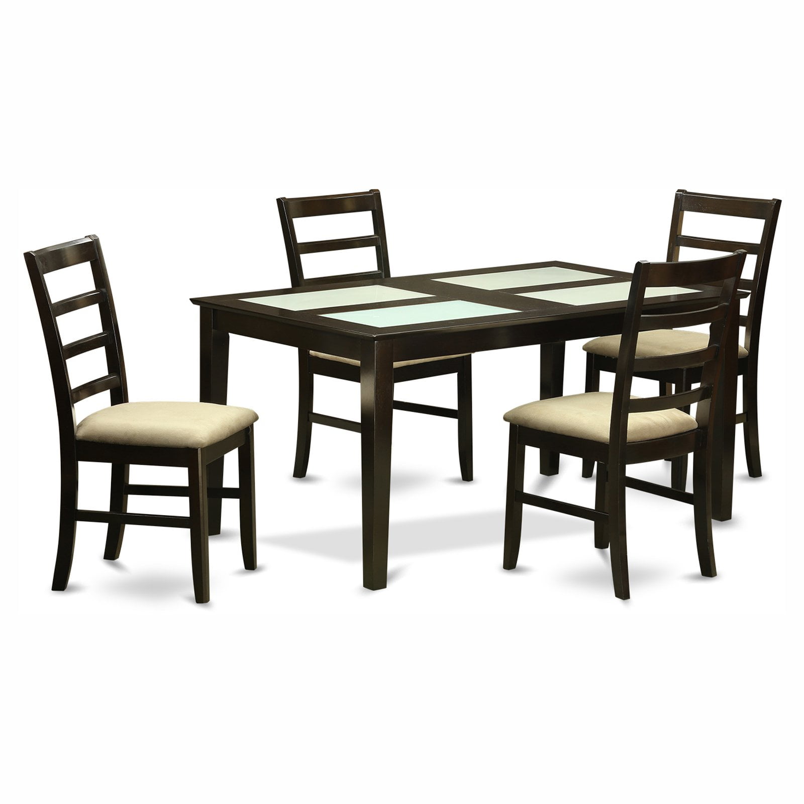 East West Furniture Capris 5 Piece Glass Top Dining Table Set with ...