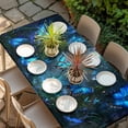 Blue Butterfly Fitted Rectangle Tablecloth 24" x 36" Shiny Dream Flower ...