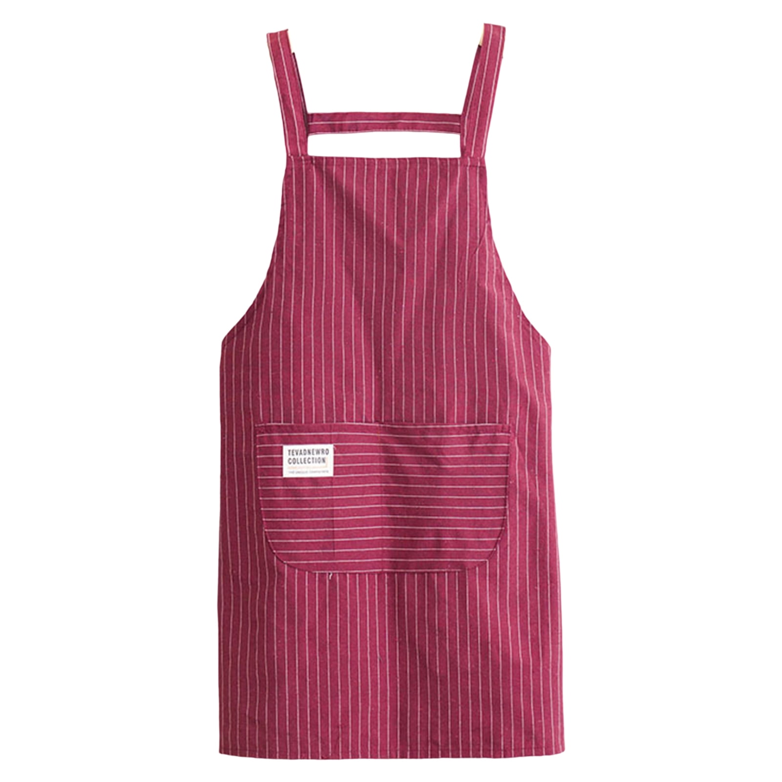 Hadanceo Cooking Apron Stripe Printing Front Pocket Sleeveless Kitchen ...