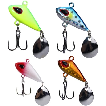 Spinner Jig Set of 4 spinner fishing lures with triplets hooks Lifelike ...