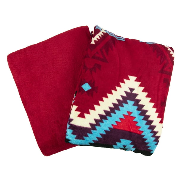 Canyon Sky Southwestern Inspired Throw Blanket Set in Burgundy and Red ...
