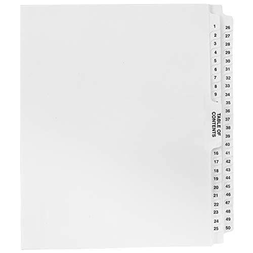 un-punched numbered dividers 1-50 - Walmart.com