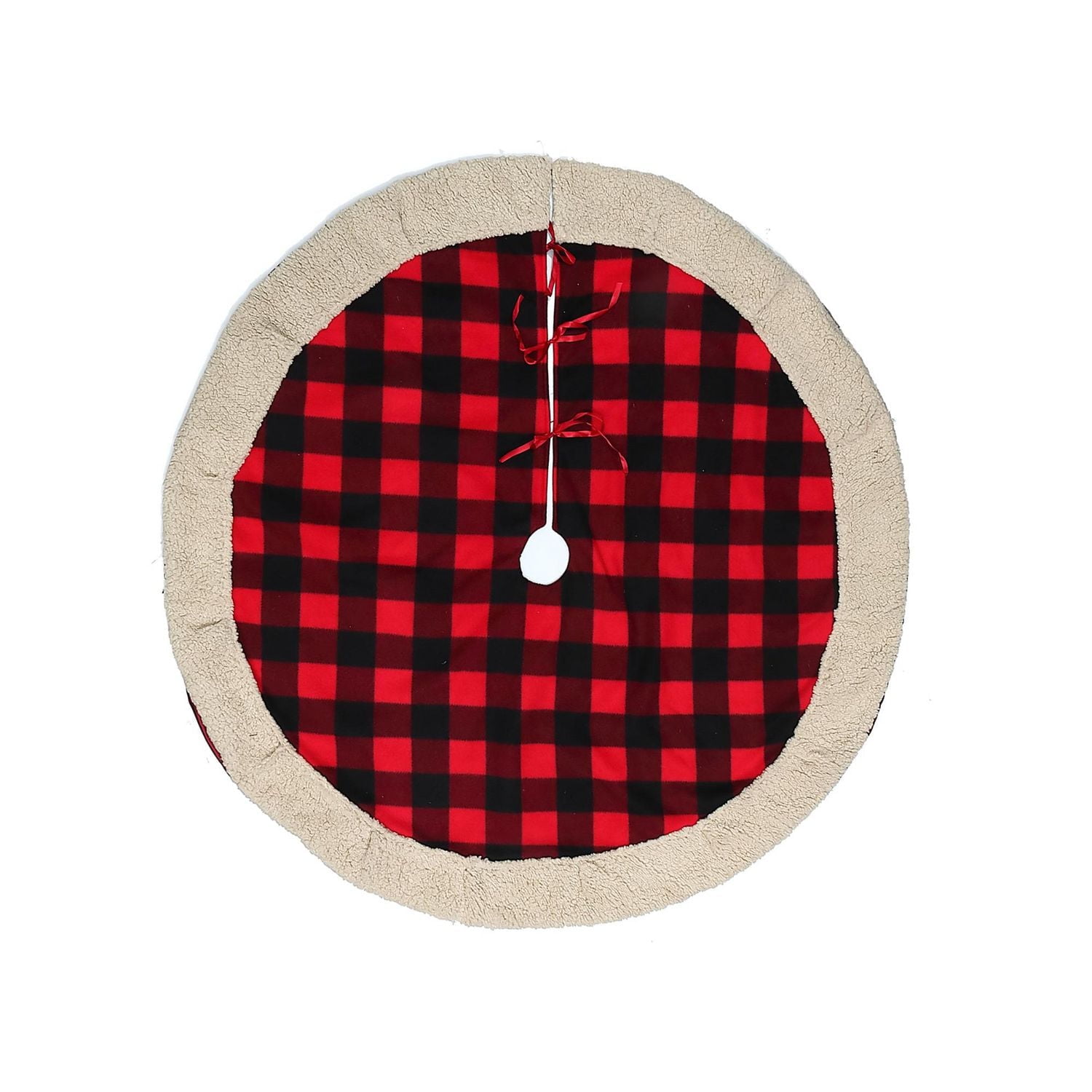Click here for Ih Casadécor Red Buffalo Tree Skirt With Sherpa Bo... prices